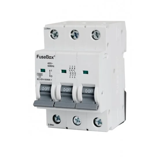 Fusebox 10kA 40amp TP MCB C Curve