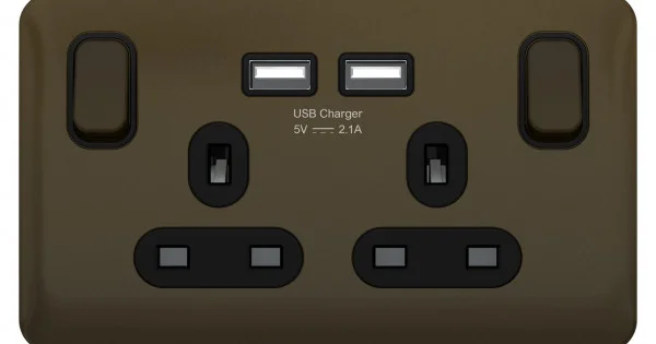 Lisse Mocha Bronze 2G 13A Sw/Skt USB